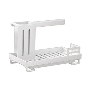 leefasy kitchen sink organizer countertop, under sink rack, large 2 tier kitchen spice rack, under sink organizers and storage, for brush dishrag, white