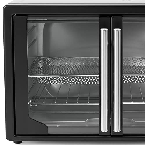 Oster Extra Large Single Pull French Door Turbo Convection Toaster Oven w/ 2 Removable Baking Racks, 60-Minute Timer, & Adjustable Temperature, Black