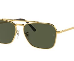 Ray-Ban New Caravan RB3636 919631 55MM Legend Gold/Green Square Sunglasses for Men for Women + BUNDLE With Designer iWear Eyewear Kit