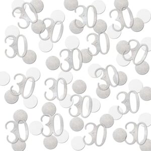 silver glitter 30 confetti, 30th birthday number confetti, 200pcs anniversary party table decoration supplies