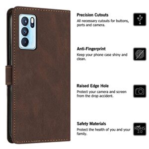 Phone Back Cover Compatible with Oppo Reno 6Pro 5G Case, Reno 6Pro 5G Wallet Case Slim PU Leather Phone Case Flip Folio Leather Case Card Holders Shockproof Protective Case with Wrist Strap Case Cover