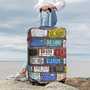 DOINBEE License Plates Suitcase Cover Old Car License Plates on The Wall Luggage Covers for Suitcase Colorful Printed Elastic Luggage Sleeves or Covers Travel Accessories Fit 18-21 Inch Luggage