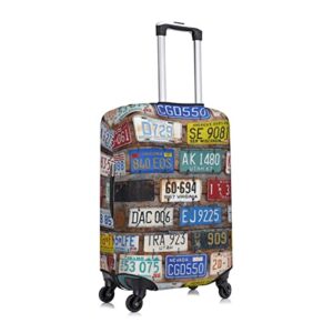 DOINBEE License Plates Suitcase Cover Old Car License Plates on The Wall Luggage Covers for Suitcase Colorful Printed Elastic Luggage Sleeves or Covers Travel Accessories Fit 18-21 Inch Luggage