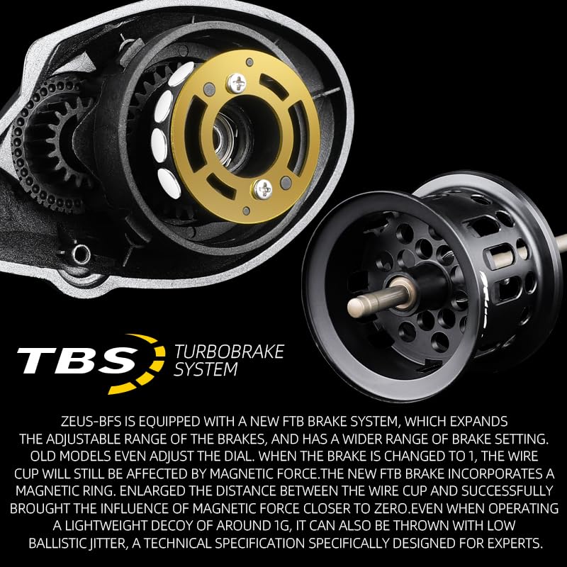 Bearking Zeus-BFS Baitcasting Fishing Reel 4.9oz Ultralight Carbon Reels TBS Brake System Baitcaster (Right)