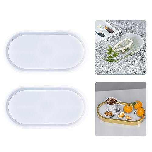 Resin Tray Molds, 2 PCS Oval Coaster Epoxy Resin Rolling Tray Mold for Resin Jewelry Making Mould DIY Jewelry Tray Dishes for Office Home Decoration Supplies