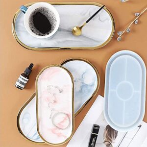 Resin Tray Molds, 2 PCS Oval Coaster Epoxy Resin Rolling Tray Mold for Resin Jewelry Making Mould DIY Jewelry Tray Dishes for Office Home Decoration Supplies