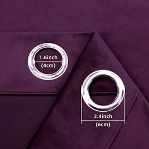 Guibaf Dark Purple Velvet Curtains 84 inches Long Grommet Blackout Curtains for Bedroom Light Blocking Thermal Insulation Drapes Set of 2 Panels 52”x 84”