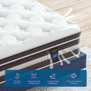 InofiaSeren Full Mattress, Individual Pocket Spring Hybrid Full Size Bed with Gel Memory Foam, Breathable Full Mattress in a Box, Medium Firm Support, 75''*54''*12''