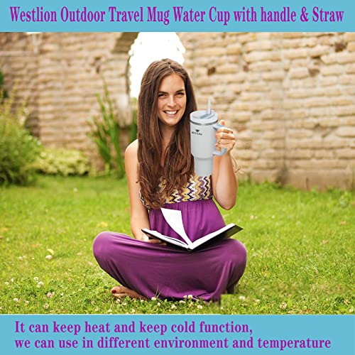 westlion 40 oz Tumbler with Handle, H2.0 FlowState Stainless Steel Vacuum Insulated Tumbler with Lid and Straw for Water, Iced Tea or Coffee, Smoothie and More (fog-a)