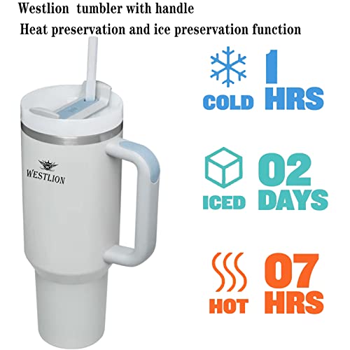 westlion 40 oz Tumbler with Handle, H2.0 FlowState Stainless Steel Vacuum Insulated Tumbler with Lid and Straw for Water, Iced Tea or Coffee, Smoothie and More (fog-a)