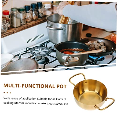 Yardwe 1pc Stainless Steel Instant Noodle Pot Korean Ramen Korean Pots for Cooking Mini Hot Pot Household Kitchen Cookware Soup Pot Instant Noodles Pot Outdoor Cookware Stock Pot Outdoor