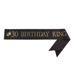 BRT Bearingshui 30th Birthday Sash and Tiara for Men, 30 Gold Birthday Crown 30 Birthday King Sash for Men, 30th Birthday Gifts for Happy 30th Birthday Party Supplies