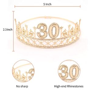 BRT Bearingshui 30th Birthday Sash and Tiara for Men, 30 Gold Birthday Crown 30 Birthday King Sash for Men, 30th Birthday Gifts for Happy 30th Birthday Party Supplies