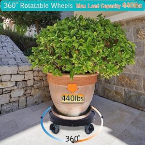 Plant Caddy with Wheels Heavy Duty,15-21inch Adjustable Rolling Black Round Plant Stand with Casters,Large Plant Dolly Cart for Indoor Outdoor Planter,Flowerpots,Plant Pots,Trash Can,Umbrella Base