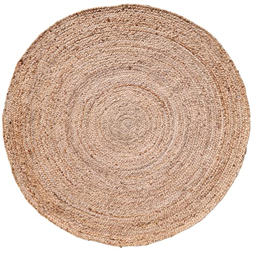 MAYRA HANDICRAFTS Jute Braided Rug, 4' Round Natural, Hand Woven Reversible Rugs Eco Friendly Rugs for Bedroom - Kitchenfor Living Room Entryway,4x4,6x6,8x8 (4 * 4)