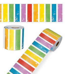 carson dellosa all are welcome 65 ft all are neighbors straight rainbow bulletin board borders, classroom borders for bulletin board, white board, and rainbow classroom décor, bulletin board trim