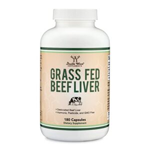 beef liver capsules (1,000mg of grass fed, desiccated beef liver per serving, 180 capsules, 3 month supply) beef liver supplement for digestion, immune health, energy, and wellness by double wood