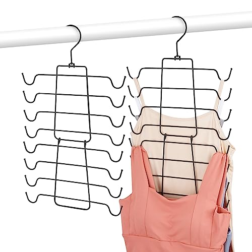 OMHOMETY Tank Top Hangers, 2 Pack Bra Organizer for Closet, Hanging Closet Organizers and Storage Space Saver Storage for Camisoles Tank Tops Bras Swimsuits Strappy Dress, Black