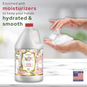 Puremax Foaming Hand Soap Refills with Essential Oils | Rose | Gentle, Moisturizing | Biodegradable Formula | Made in USA | 128 Fl Oz (1 Gallon) |