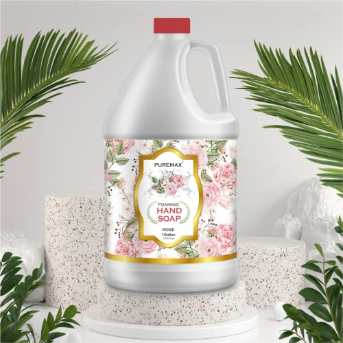 Puremax Foaming Hand Soap Refills with Essential Oils | Rose | Gentle, Moisturizing | Biodegradable Formula | Made in USA | 128 Fl Oz (1 Gallon) |