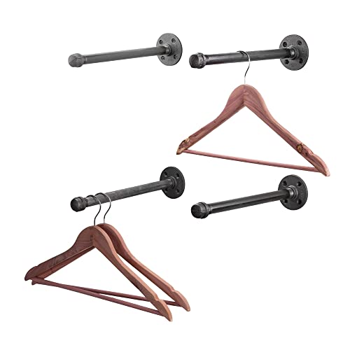 PIPE DECOR Industrial Pipe Wall-Mounted Clothing Rack, Commercial or Residential Wardrobe Clothes Display, Heavy Duty Garment Bracket, 1/2 in. X 10 in. (4 Pack)