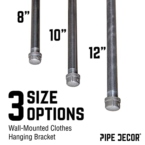 PIPE DECOR Industrial Pipe Wall-Mounted Clothing Rack, Commercial or Residential Wardrobe Clothes Display, Heavy Duty Garment Bracket, 1/2 in. X 10 in. (4 Pack)