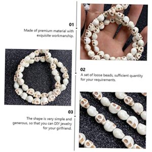 KJHBV 2 Sets Skull Loose Beads Retro Earrings Beads for Friendship Bracelets Beads for Crafts Bracelet Making Supplies Gemstone Loose Beads Skull Head Bead Beading Kits Exquisite Beads