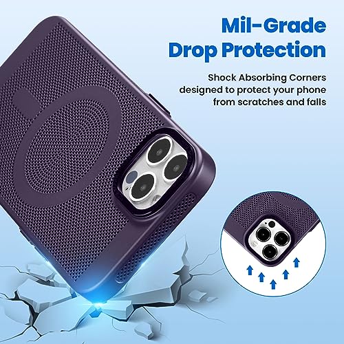 ZCDAYE for iPhone 14 Pro Max Magnetic Case, 3D Hollow Mesh Heat Dissipation Phone Case Compatible with Magsafe, Breathable Cooling Hard PC Shockproof Cover for iPhone 14 Pro Max(6.7 inch, Dark Purple)