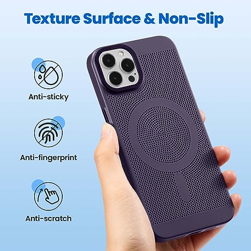 ZCDAYE for iPhone 14 Pro Max Magnetic Case, 3D Hollow Mesh Heat Dissipation Phone Case Compatible with Magsafe, Breathable Cooling Hard PC Shockproof Cover for iPhone 14 Pro Max(6.7 inch, Dark Purple)