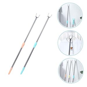 GANAZONO 6 Pcs Clothes Pole Retractil De Stainless Steel Retractable Clothesline Boot Stand Outdoor Clothes Hook Pole Closet Stick for Hanging Clothes Telescoping Reach Stick