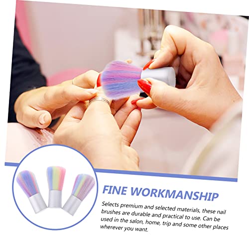 Hemoton 3pcs Colorful Dust Brush Para Uñas Acrilicas Makeup Powder Brush Duster for Cleaning Nail Art Remover Hand Fingernail Brush Cleaner Nail Powder Cleaner Brushes Colorful Grip