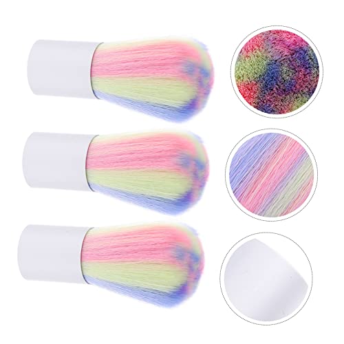 Hemoton 3pcs Colorful Dust Brush Para Uñas Acrilicas Makeup Powder Brush Duster for Cleaning Nail Art Remover Hand Fingernail Brush Cleaner Nail Powder Cleaner Brushes Colorful Grip