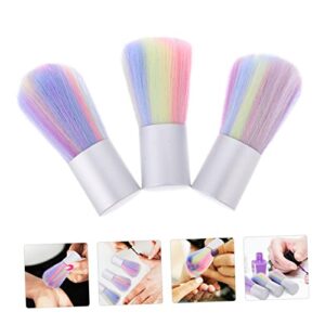 Hemoton 3pcs Colorful Dust Brush Para Uñas Acrilicas Makeup Powder Brush Duster for Cleaning Nail Art Remover Hand Fingernail Brush Cleaner Nail Powder Cleaner Brushes Colorful Grip