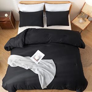 ROSGONIA Black California King Comforter Set,3pcs (1 Black Cal King Comforter & 2 Pillowcases), Soft Lightweight Cozy California King Comforter Sets Oversized, Easy to Wash and Clean Boho Bedding Set