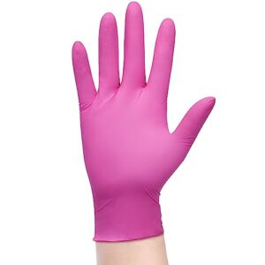 SwiftGrip Powder-Free Nitrile Gloves, Medium, 100ct Box - 3-mil, Disposable, Latex-Free, for Kitchen, Cleaning, Estheticians, Hair Stylist - Pink/Fuchsia