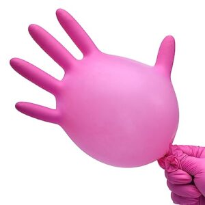 SwiftGrip Powder-Free Nitrile Gloves, Medium, 100ct Box - 3-mil, Disposable, Latex-Free, for Kitchen, Cleaning, Estheticians, Hair Stylist - Pink/Fuchsia