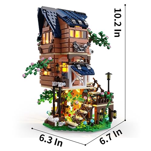 Treehouse Building Set, 4 in 1 Street View Tree House Building Blocks Toy, Halloween Xmas Gift for Boys Girls Age 8+, Teen & Adult(Compatible with Lego Set)