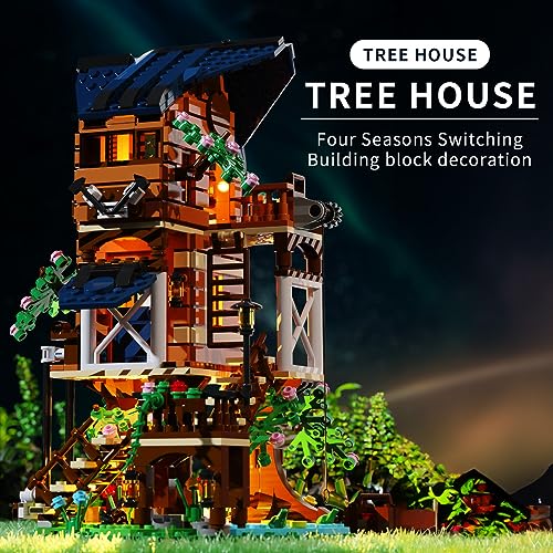 Treehouse Building Set, 4 in 1 Street View Tree House Building Blocks Toy, Halloween Xmas Gift for Boys Girls Age 8+, Teen & Adult(Compatible with Lego Set)