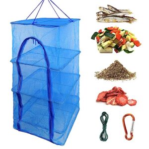 igfteo plant racks hanging drying net 3 layers foldable drying net 13.7 * 13.7 * 24.1 inch foldable laundry rack net for drying fish vegetable fruit herb drying rack net hanging mesh net dryer