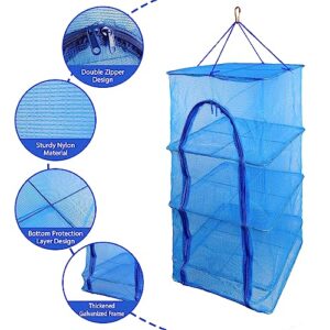 igfteo Plant Racks Hanging Drying Net 3 Layers Foldable Drying Net 13.7 * 13.7 * 24.1 inch Foldable Laundry Rack Net for Drying Fish Vegetable Fruit Herb Drying Rack Net Hanging Mesh Net Dryer