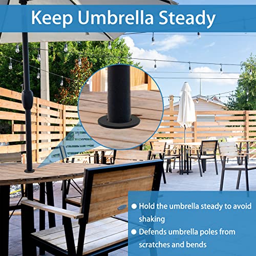 GHAMYEE Patio Table Umbrella Hole Ring Patio Umbrella Cone Wedge Plug Umbrella Stabilizer Sleeve for 2 to 2.5 Inch Patio Table Hole and 1.5 Inch Umbrella Pole Adapter (Black)