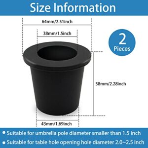 GHAMYEE Patio Table Umbrella Hole Ring Patio Umbrella Cone Wedge Plug Umbrella Stabilizer Sleeve for 2 to 2.5 Inch Patio Table Hole and 1.5 Inch Umbrella Pole Adapter (Black)