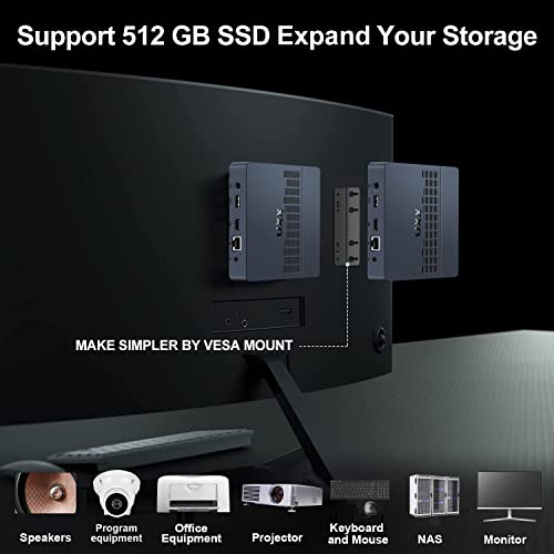 UXX Mini PC Support 512GB/2TB M.2 SSD Expansion, Intel Celeron N3350 6GB RAM/64GB eMMC Micro PC, Business Mini Computer 4K HDMI+VGA Dual Display, BT, 2.4/5G WiFi, USB 3.0, LAN-Blue