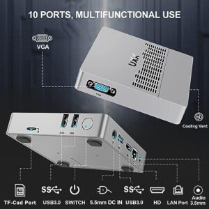 UXX Mini PC Support 512GB M.2 SSD, Intel Celeron N3350 (Up to 2.4GHz) Mini Computer, 6GB RAM/64GB Micro PC HDMI/VGA Dual Display,Mini Desktop Computer WiFi5/BT/VESA/Mouse,for Business,Home,Office