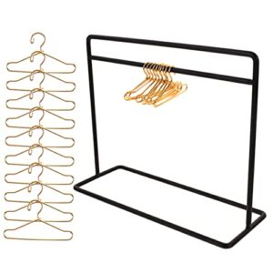 kombiuda 1 set clothes hanger closet racks for hanging clothes miniture house furniture clothes organizer rack mini clothing wardrobe clothes rack miniature hanger display stand black metal