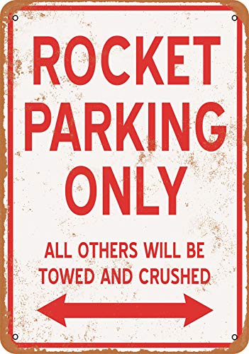 RetroRust 7 x 10 METAL SIGN - ROCKET PARKING ONLY - Vintage Rusty Look