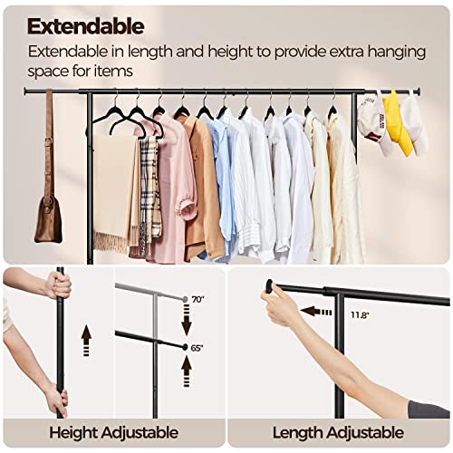 Yaheetech Heavy Duty Clothing Garment Rack, Rolling Clothes Organizer with Lockable Wheels & Extendable Rod, Adjustable Clothes Rack for Hanging Clothes, Black