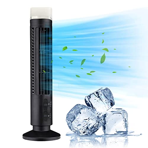 HOMBOM Summer Tower Cooling Fan with Light, USB Rechargeable Tower Electric Fan, Portable Cooling Led Bladeless Vertical Fan for Office Bedroom Home Indoor Desktop Office (Black)