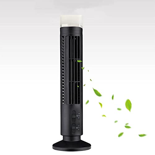 HOMBOM Summer Tower Cooling Fan with Light, USB Rechargeable Tower Electric Fan, Portable Cooling Led Bladeless Vertical Fan for Office Bedroom Home Indoor Desktop Office (Black)