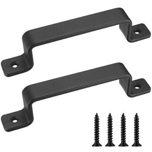 bjbjjiu 2 pcs sliding barn door handles, black 7.4" gate handles hardware, garage door pull handles for interior outdoor sliding barn garages closet shed drawer doors gate pull handles